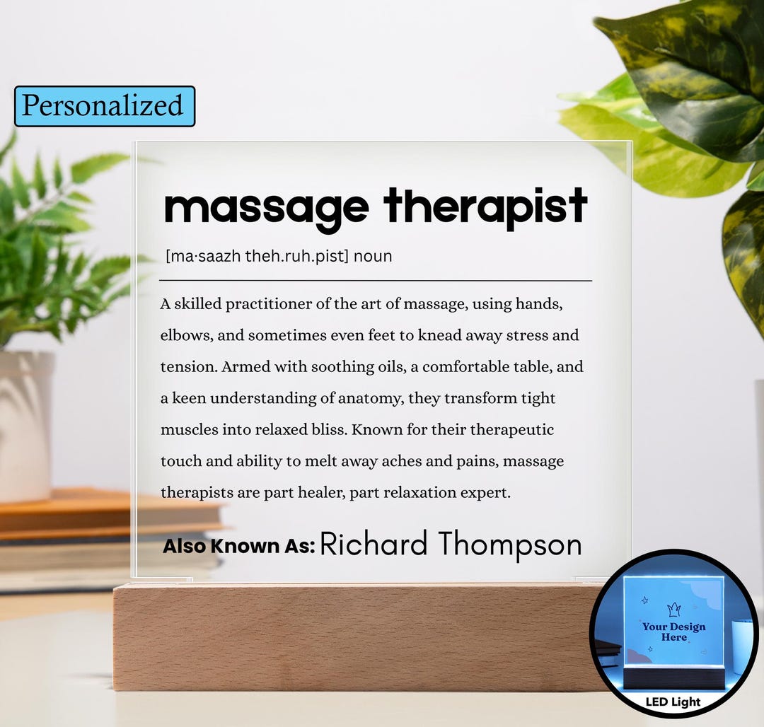 Massage Therapist Definition Personalized Plaque, Gift for Massage ...