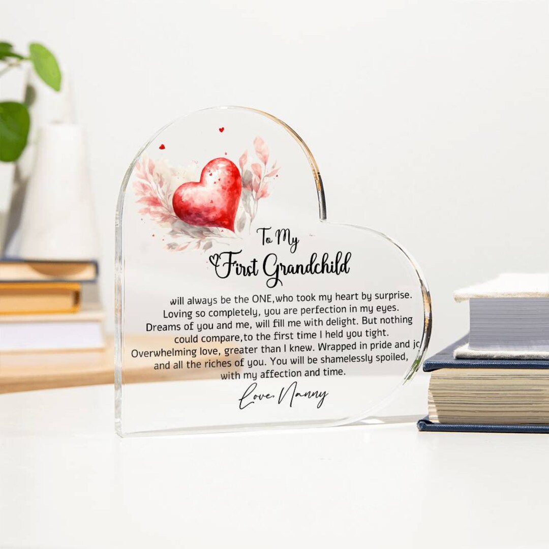 First Grandchild Heart Shaped Plaque Gift for New Grandma, Promoted to ...