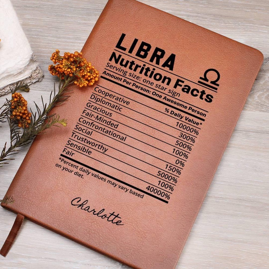 Libra Nutrition Facts Personalized Leather Journal, Gift for Libra ...