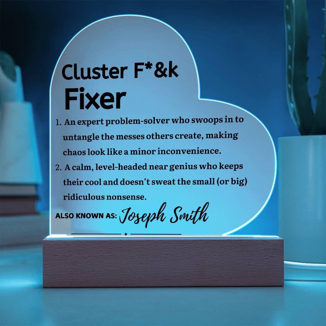 Cluster Fixer Gift Personalized LED Acrylic Plaque, Manger Gift, Boss ...