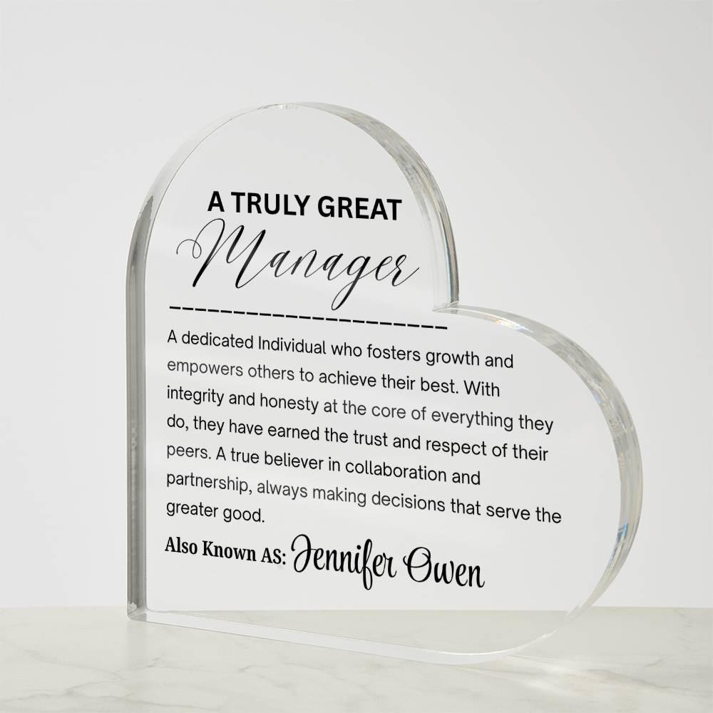 A Truly Great Manager Personalized Acrylic Plaque, Manager Appreciation ...