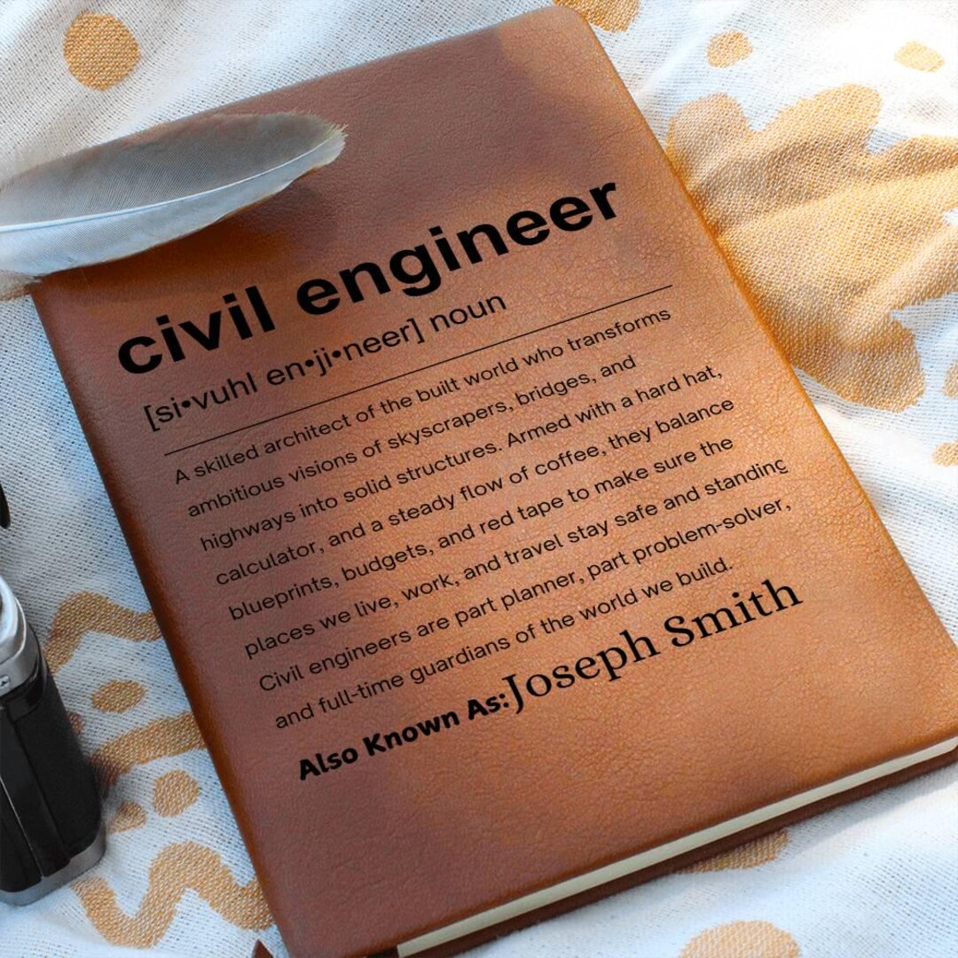 Civil Engineer Gift Personalized Definition Leather Journal, Gift for ...
