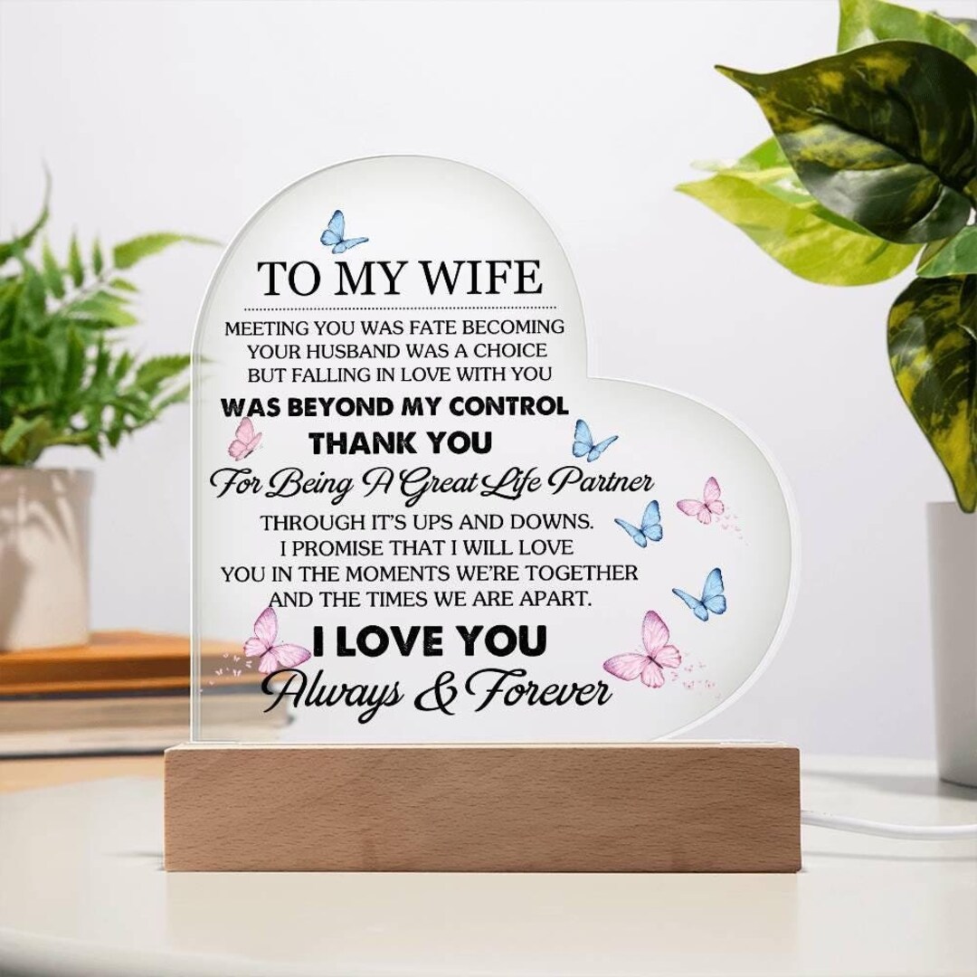 Personalized Wife Heart Acrylic Plaque, Wife Anniversary Keepsake ...