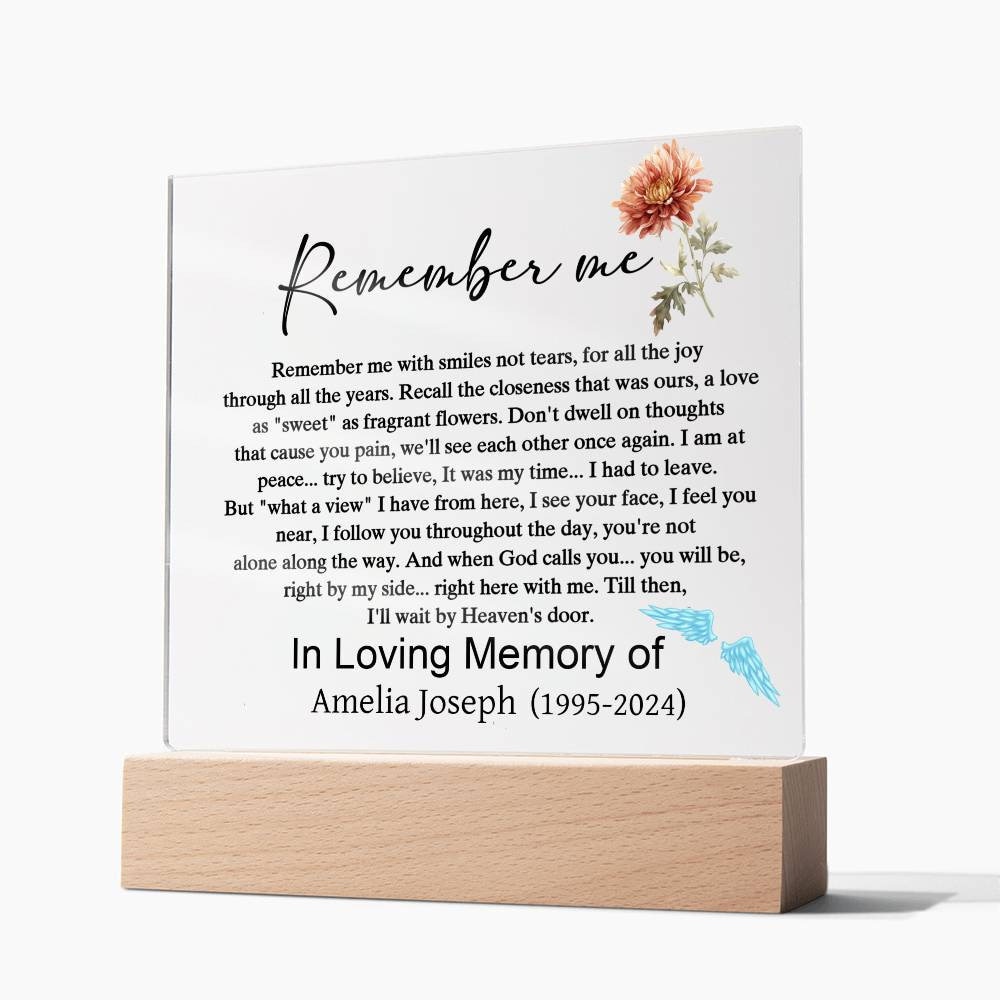 Remember Me Memorial Plaque, Sympathy Gift, Bereavement Gift, in Memory ...