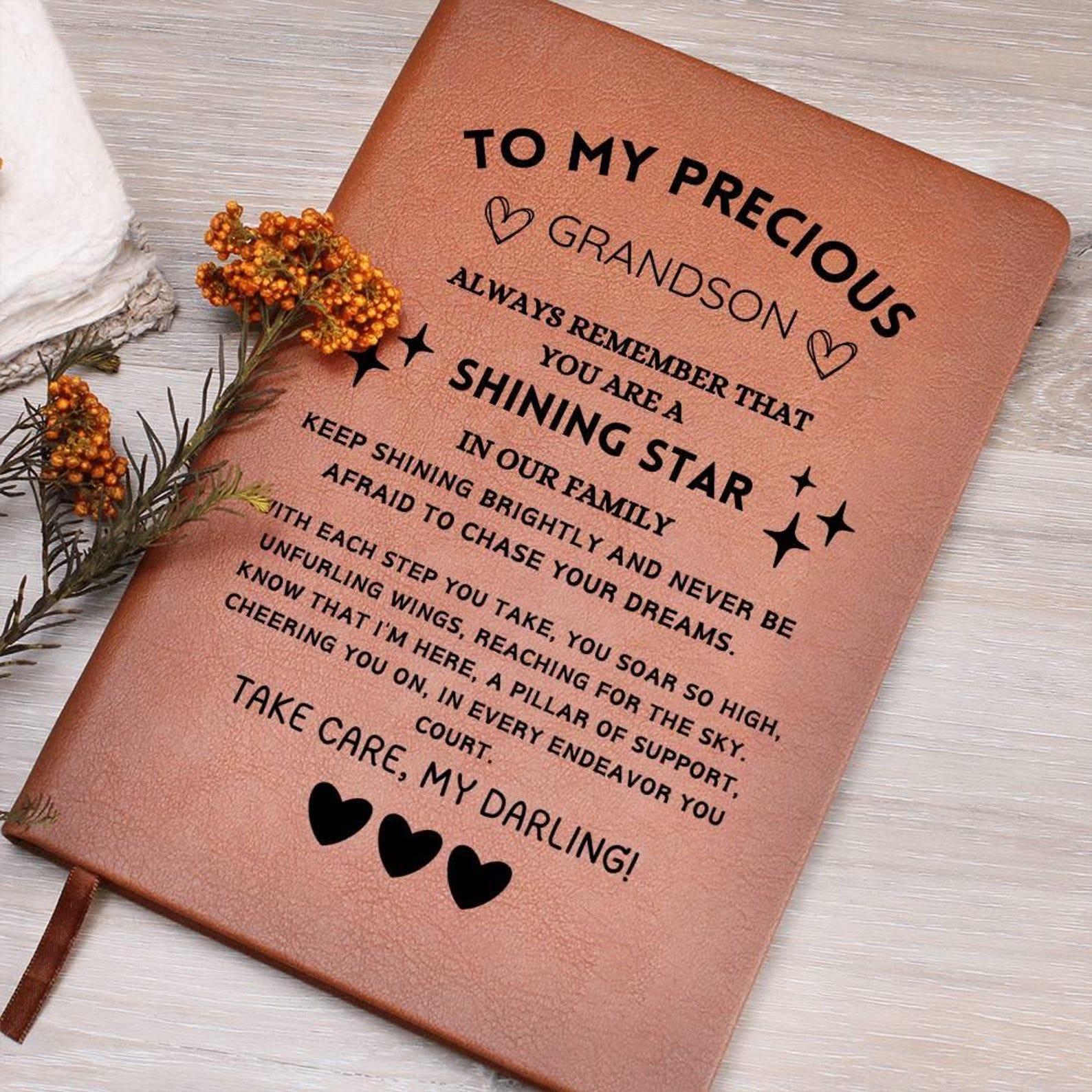 To My Precious Grandson Personalized Leather Journal, Graduation Gifts ...
