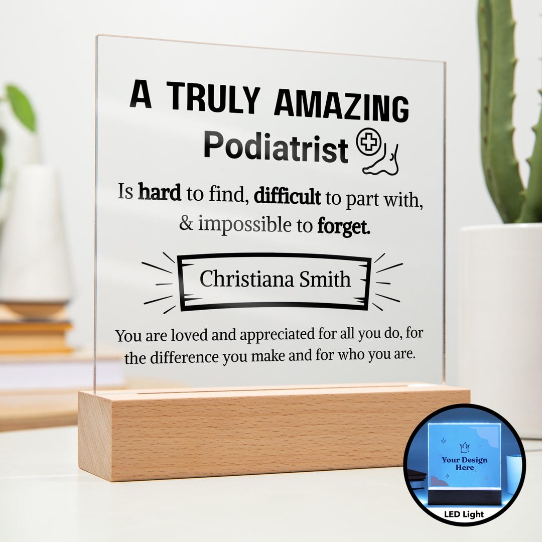 Podiatrist Appreciation Personalized Acrylic Plaque, Foot Doctor Gifts ...