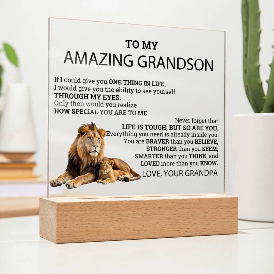 To My Grandson Personalized LED Acrylic Plaque, Gift for Grandson From ...