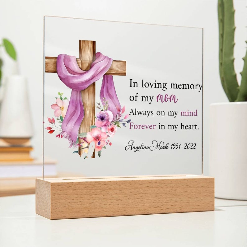 In Loving Memory of My Mom Acrylic Plaque, Personalized Mom Sympathy ...