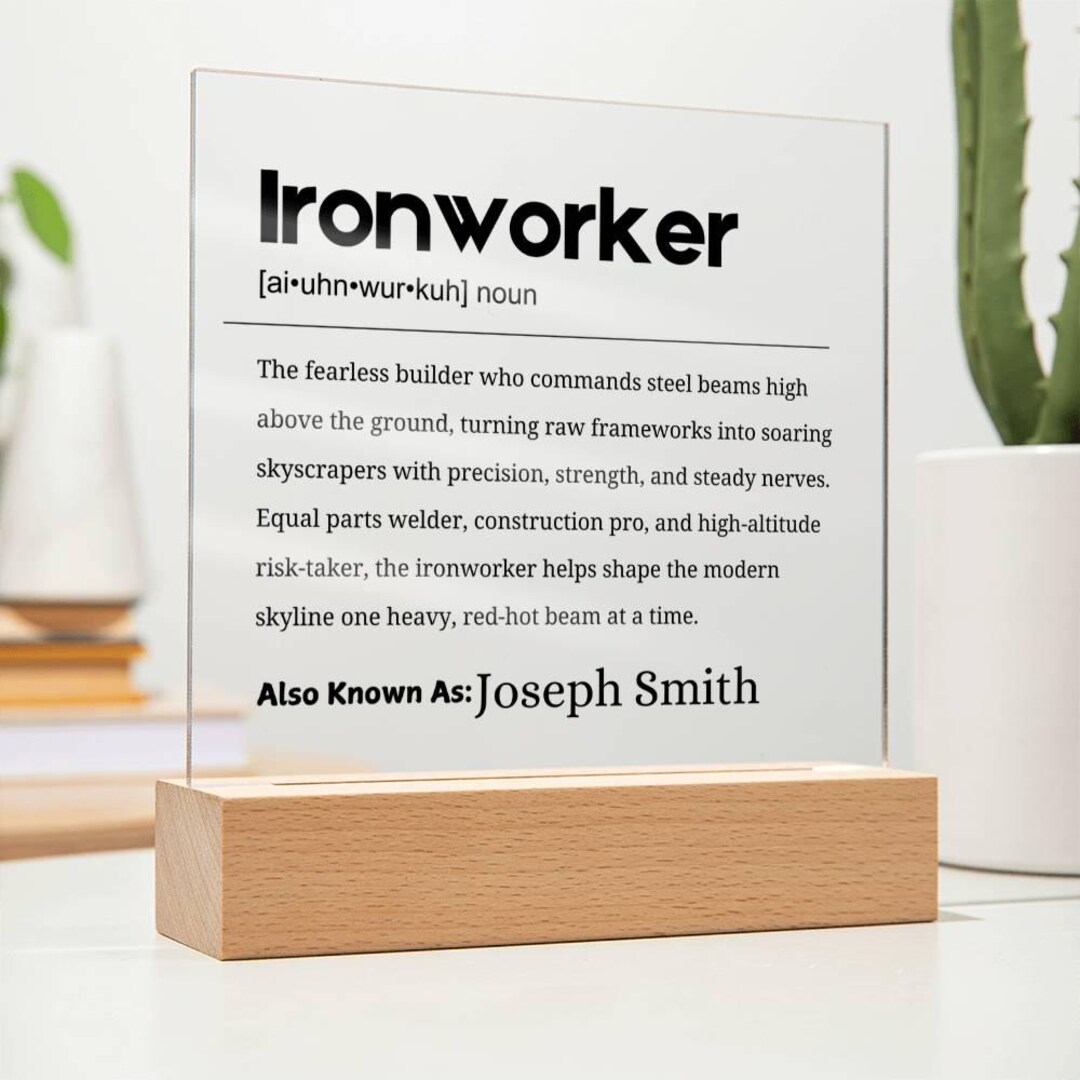 Ironworker Gift Personalized Definition Acrylic Plaque, Gift for ...