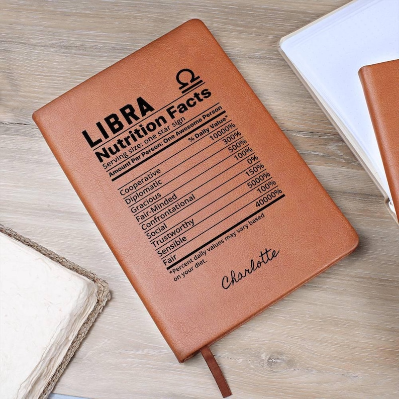 Libra Nutrition Facts Personalized Leather Journal, Gift for Libra ...