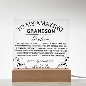 Grandson Personalized LED Acrylic Plaque, Unique Gift for Grandson From ...