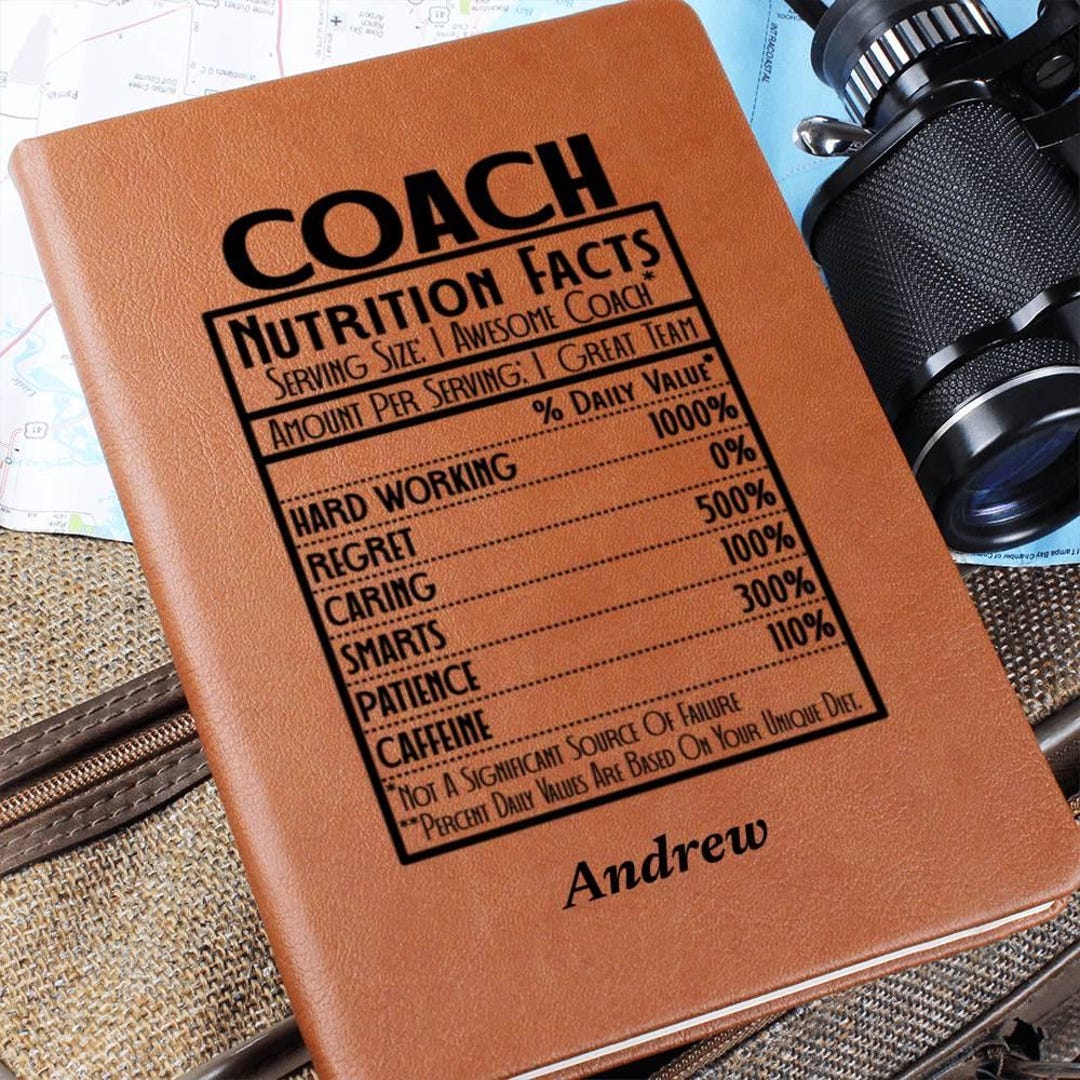 Coach Nutrition Facts Personalized Leather Journal, Sports Coach Gift ...