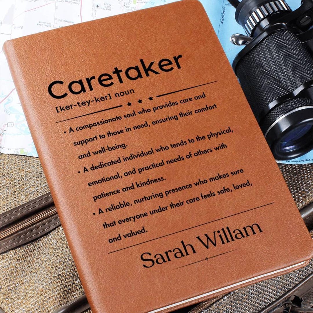 Caretaker Definition Personalized Leather Journal, Gift for Caregiver ...