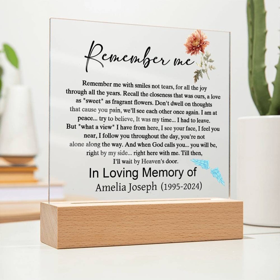 Remember Me Memorial Plaque, Sympathy Gift, Bereavement Gift, in Memory ...