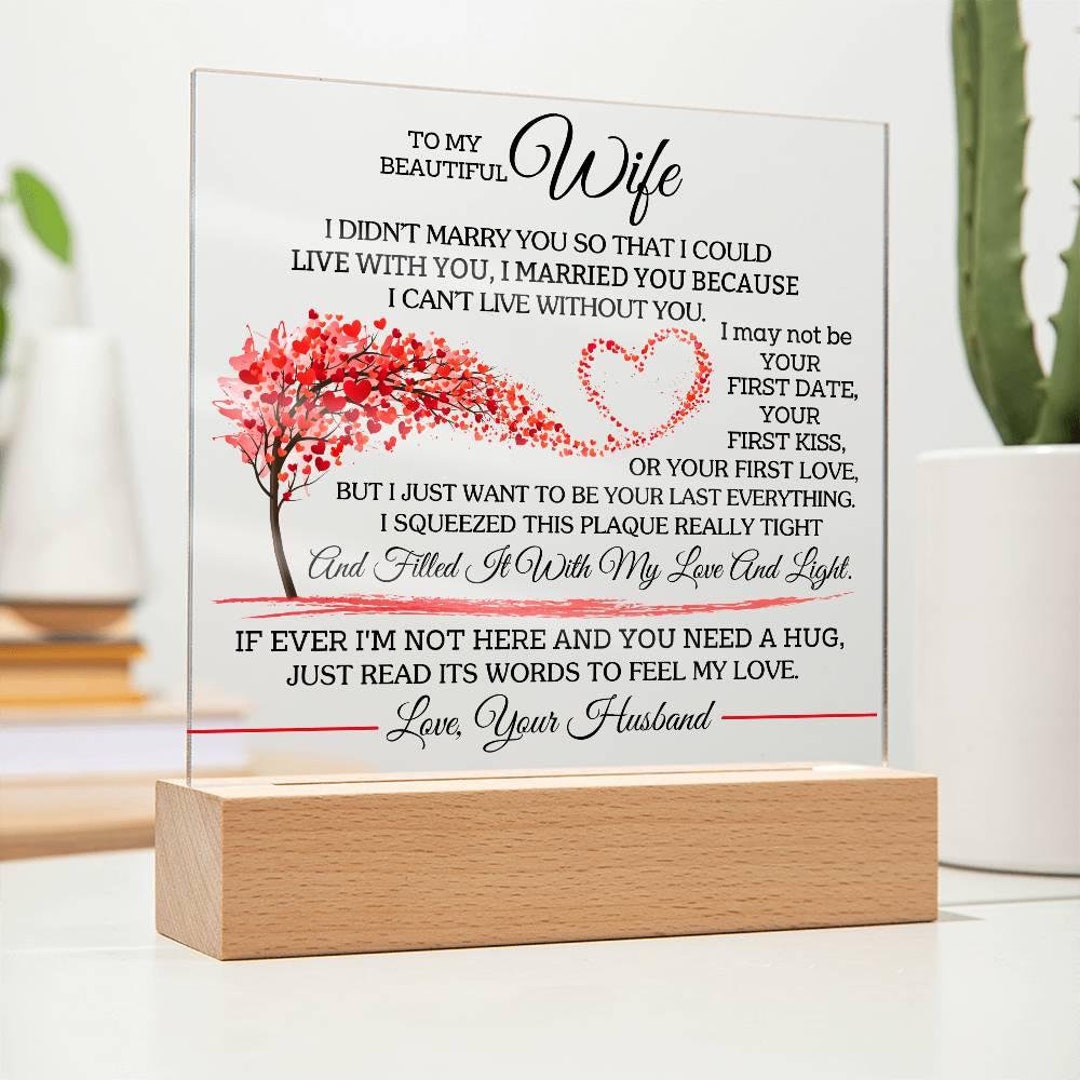 To My Wife Floral LED Acrylic Plaque, Gift for Wife From Husband ...