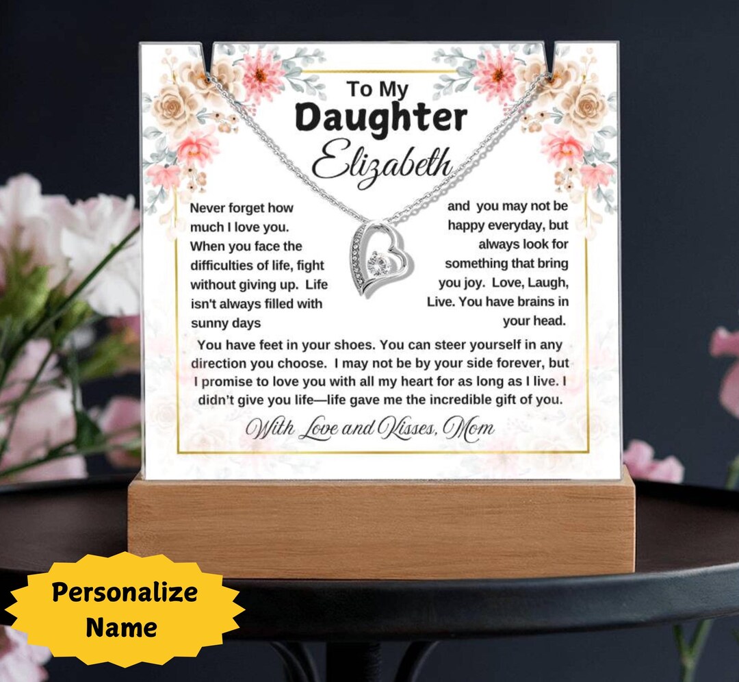 Personalized Daughter Keepsake Acrylic With Necklace, Unique Daughter ...