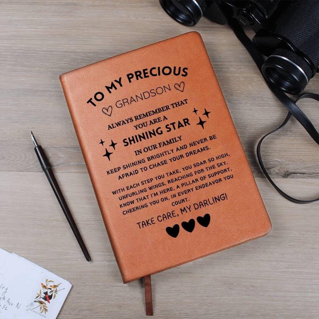 To My Precious Grandson Personalized Leather Journal, Graduation Gifts ...