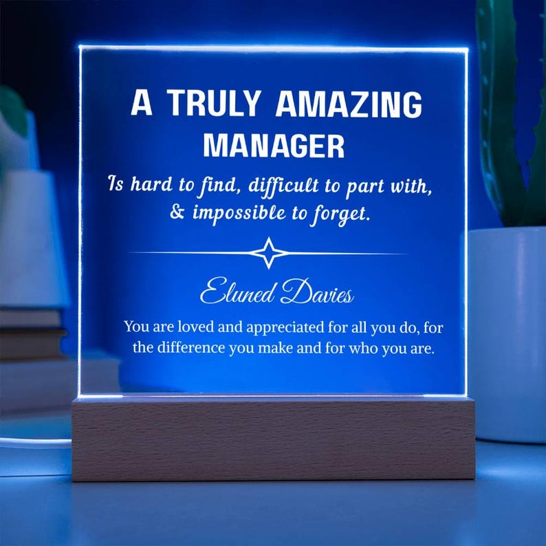 Manager Personalized Acrylic Plaque Gift, Custom Gift for Work Manager ...
