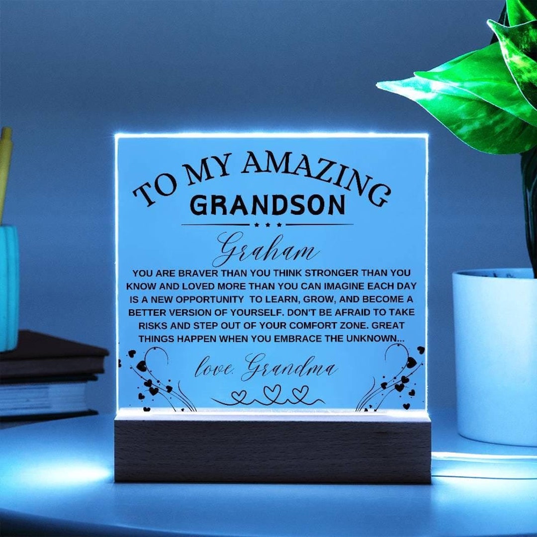 Grandson Personalized LED Acrylic Plaque, Unique Gift for Grandson From ...