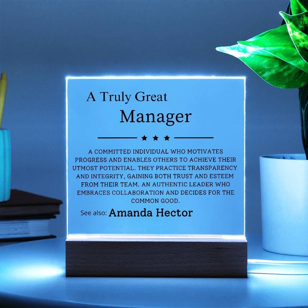 Personalized Manager Appreciation Gift LED Acrylic Plaque, Project ...