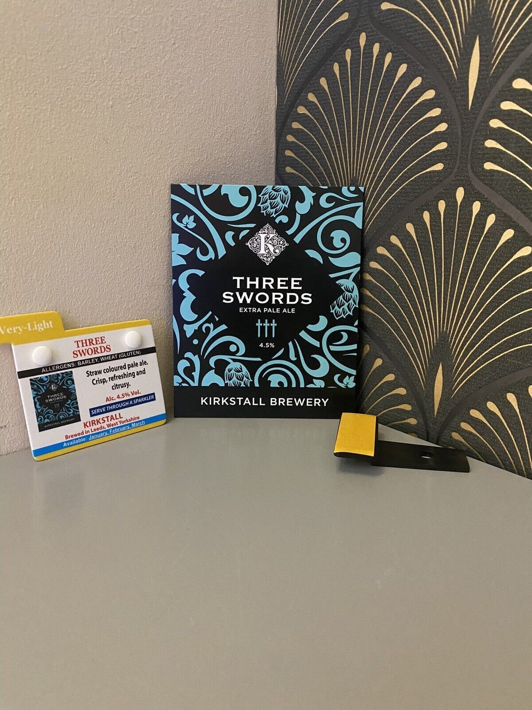 Kirkstall Brewery Three Swords Extra Pale Real Ale Beer Pump Badge 4.5% ...