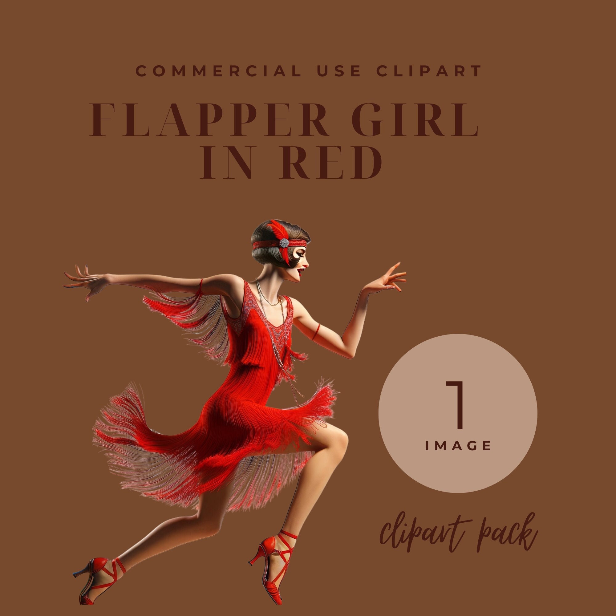 Flapper in Red Dress | Flapper Girl Clipart | Vintage Women Clipart ...