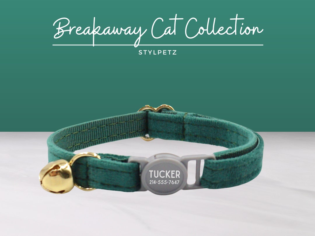 Emerald - Luxury Personalized Breakaway Engraved Cat Collar or Set ...