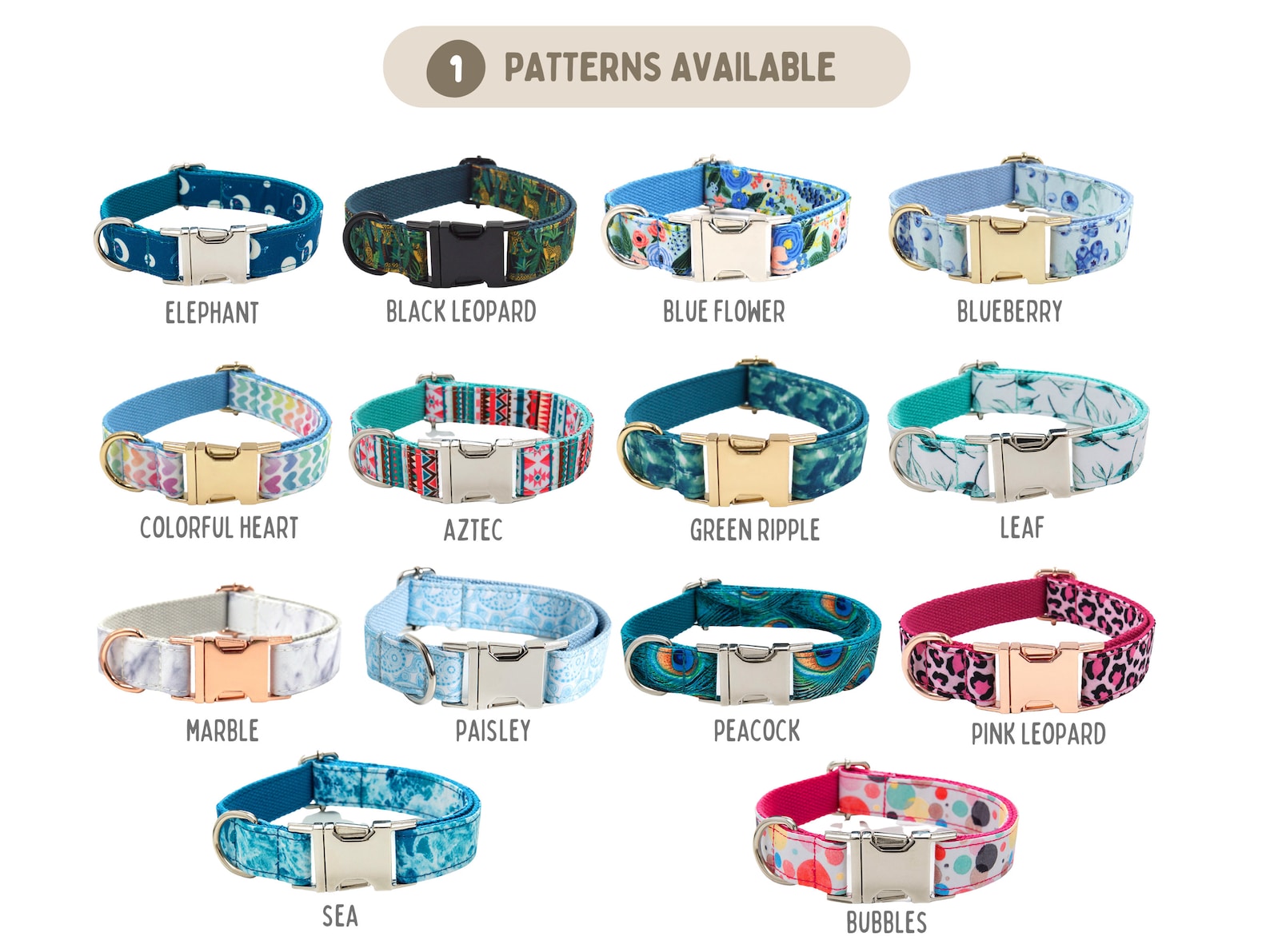 Blue Star - Pattern Engraved Dog Collar Set With Leash, Bow. Free ...