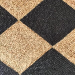 Jute Kilim Checkerboard Rug, Handmade Checker Rug, Home Decor Checkered ...