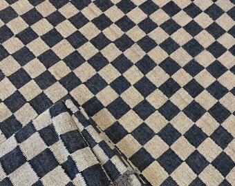 Jute Kilim Checkerboard Rug, Handmade Checker Rug, Home Decor Checkered ...