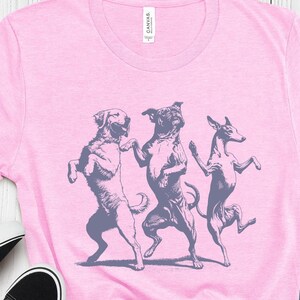 Dancing Dogs Funny Graphic Tee, Cute Dog Lover T-shirt, Playful Pet ...