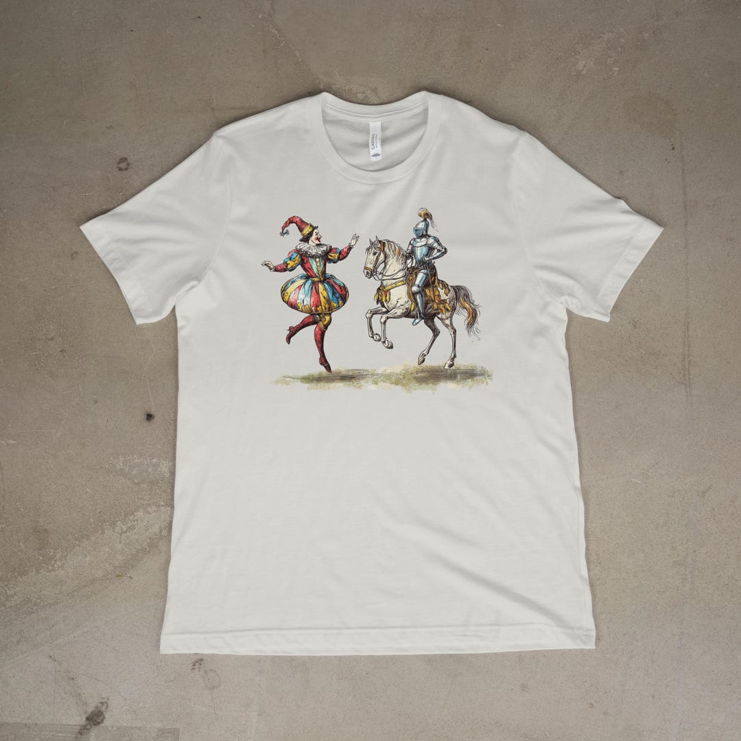 Funny Vintage Jester and Knight Shirt, Vintage Medieval Art Tee ...