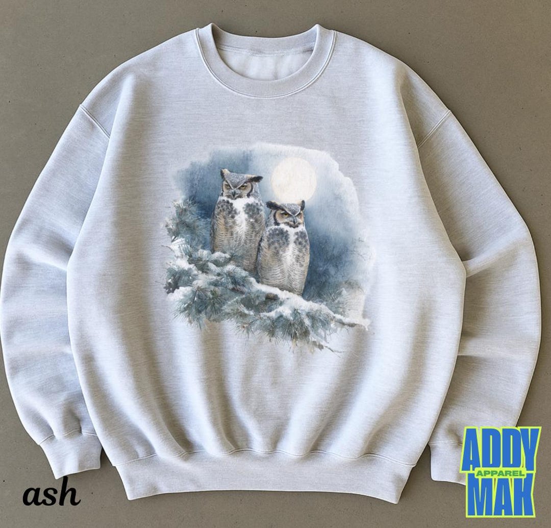 Moonlit Owls Winter Scene Shirt, Vintage Forest Wildlife Tee, Retro 90s ...
