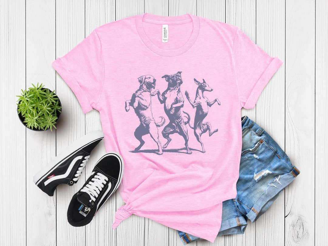 Dancing Dogs Funny Graphic Tee, Cute Dog Lover T-shirt, Playful Pet ...