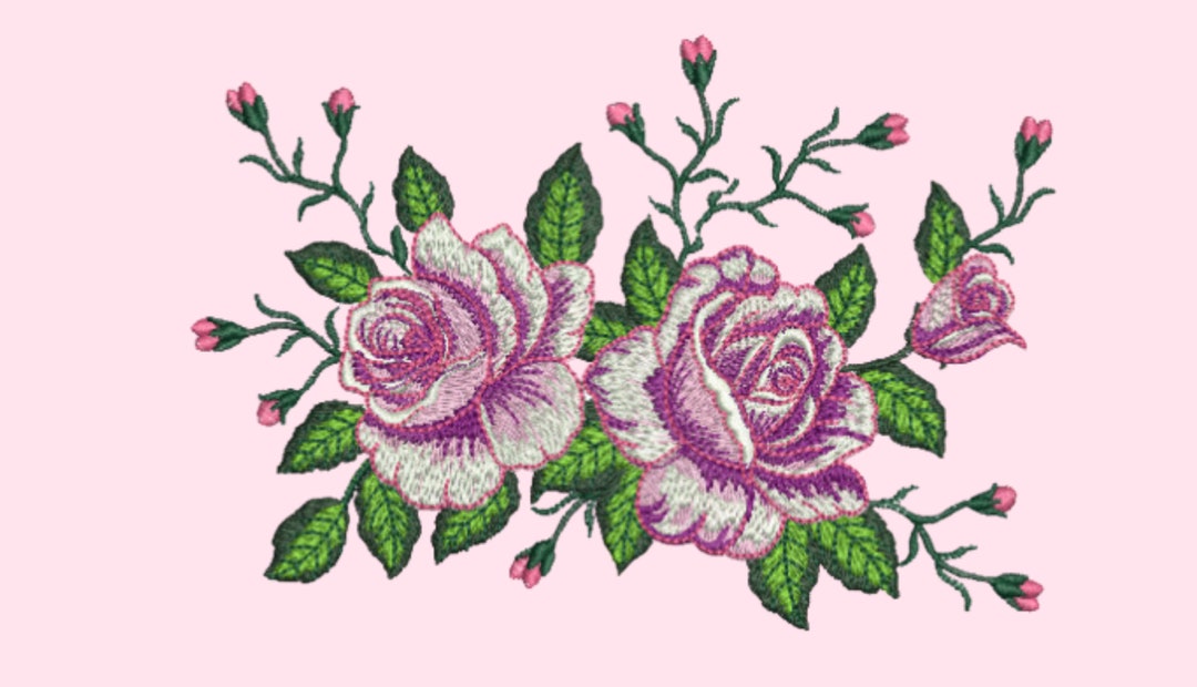Rose Embroidery Design , Floral Embroidery Design Floral Design Machine ...
