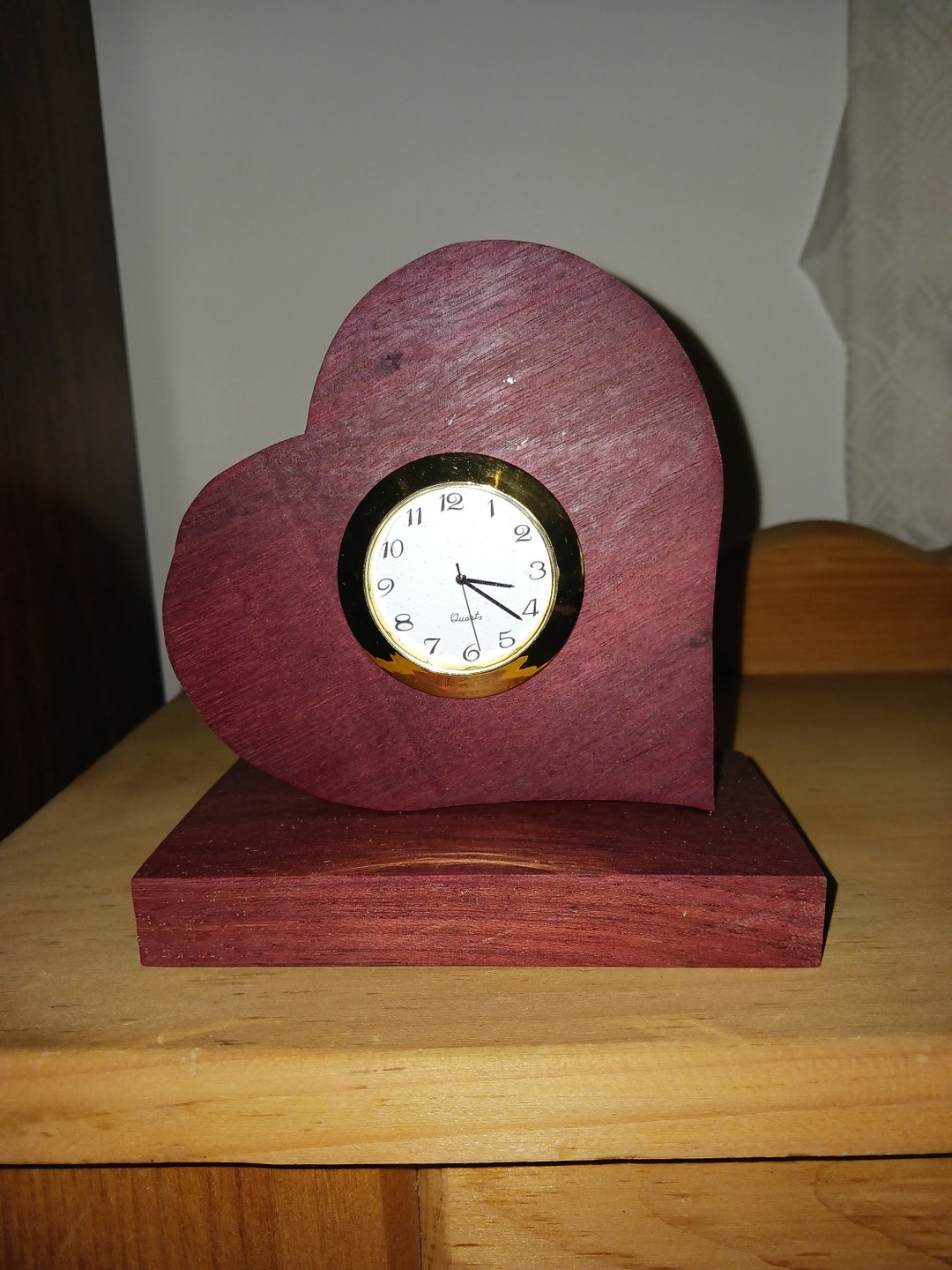 Quartz Mantle Clock. Handmade Purple Heart Clock - Etsy