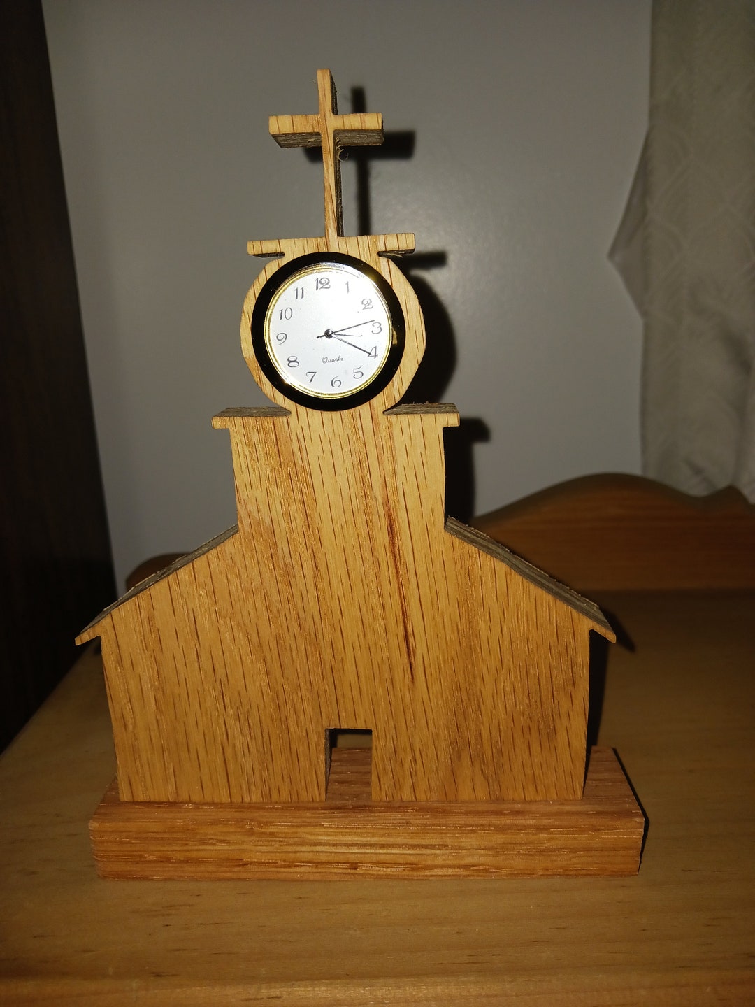 Church Mantle Clock Red Oak - Etsy