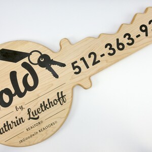 Solid Hard Maple Wood Key Sign With Epoxy Inlay for Realtors - Unique ...