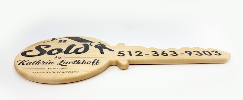 Solid Hard Maple Wood Key Sign With Epoxy Inlay for Realtors - Unique ...