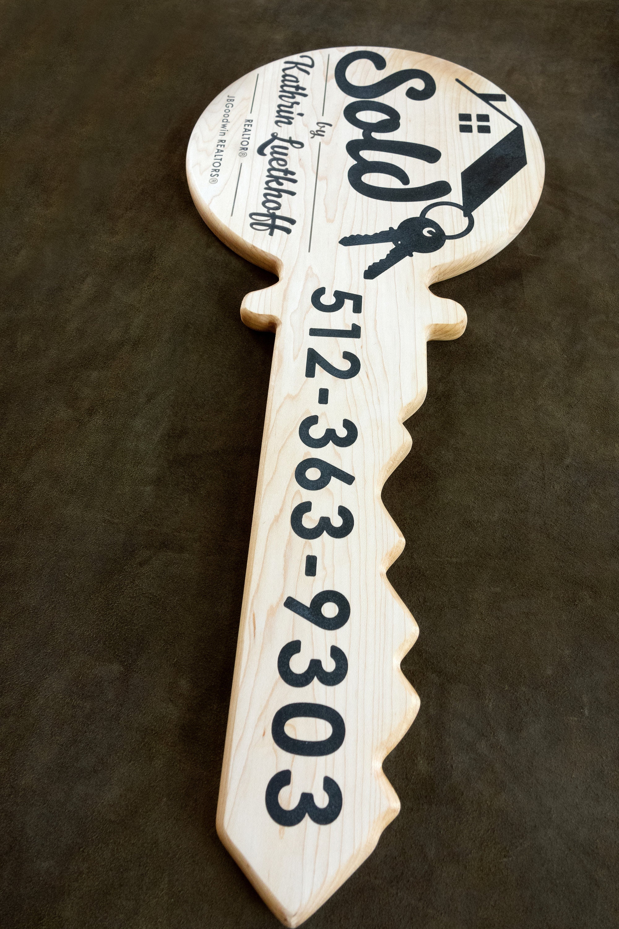 Solid Hard Maple Wood Key Sign With Epoxy Inlay for Realtors - Unique ...