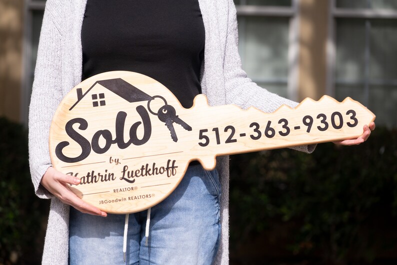 Solid Hard Maple Wood Key Sign With Epoxy Inlay for Realtors - Unique ...