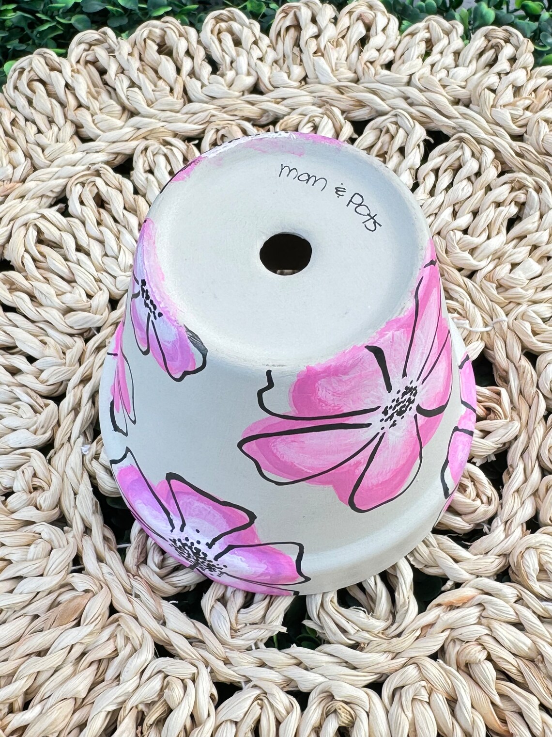 Pink Flower Power Painted Planter Pot - Etsy