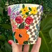 Vibrant Checkered Planter Pot With Floral Accents - Etsy
