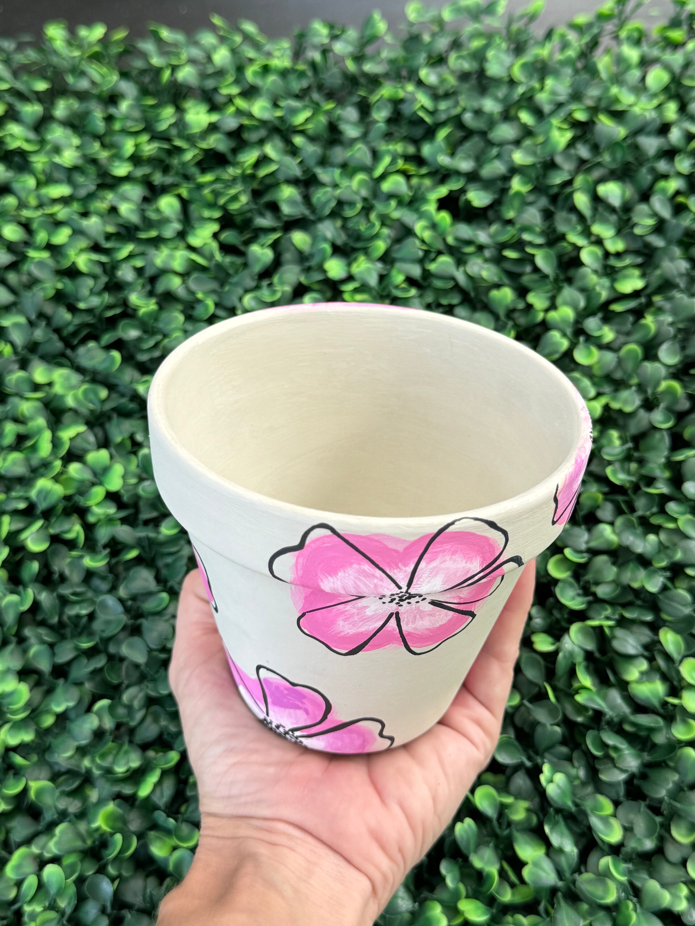 Pink Flower Power Painted Planter Pot - Etsy