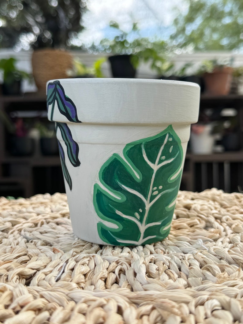 Neutral Monstera Plant Planter Terracotta - Etsy
