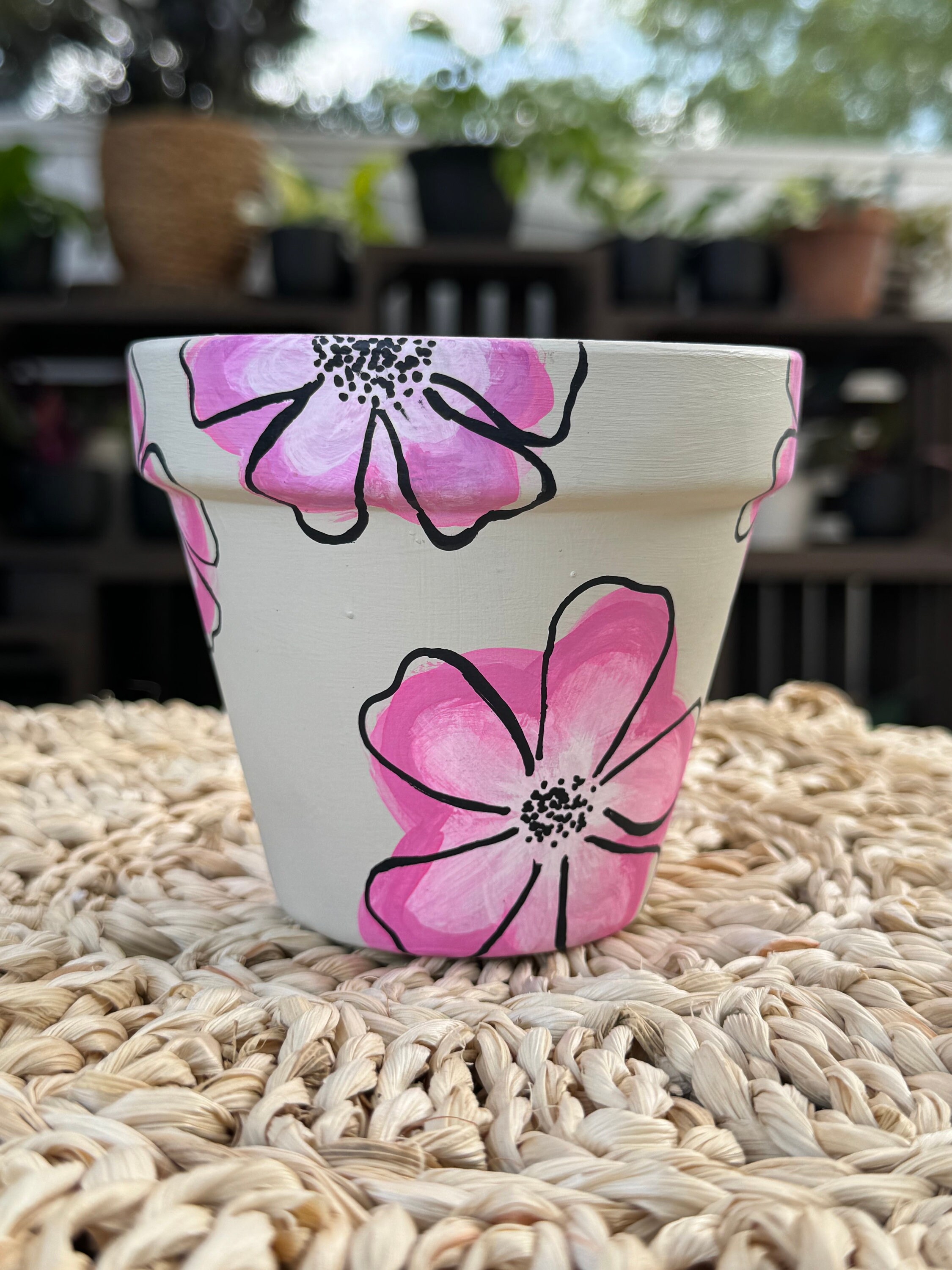 Pink Flower Power Painted Planter Pot - Etsy