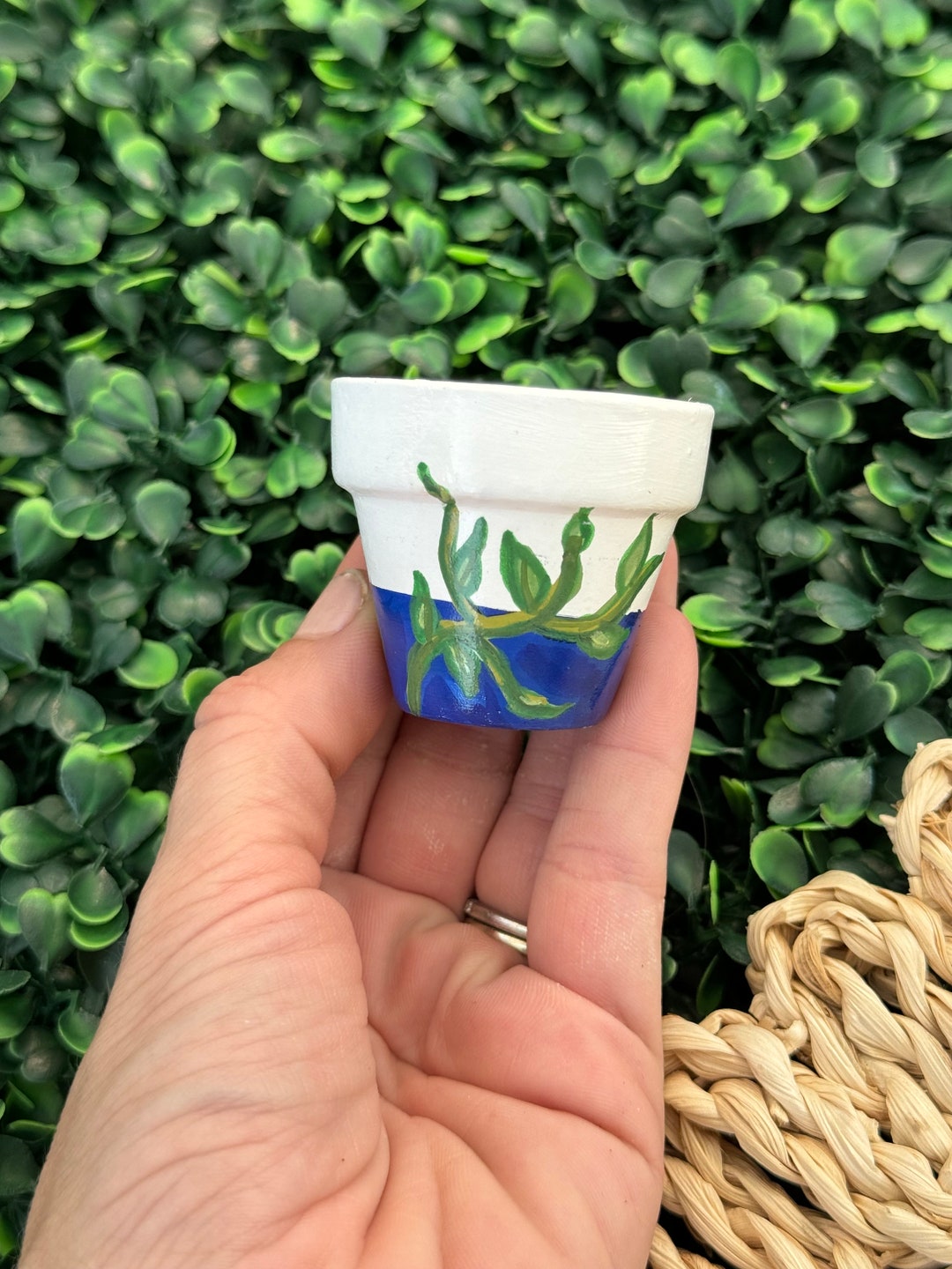 Navy Vines Mini Micro Hand Painted Air Plant Planter Pot - Etsy
