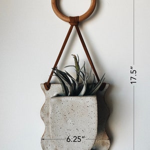 Wavy Ceramic Wall Planter With Drainage Hole Handmade White Speckled ...
