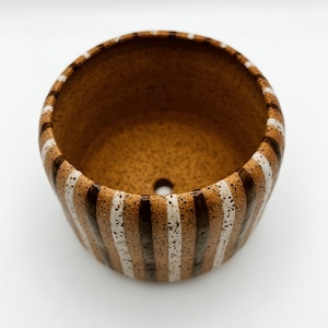 5 Striped Speckled Ceramic Planter With Drainage Hole Green Brown ...