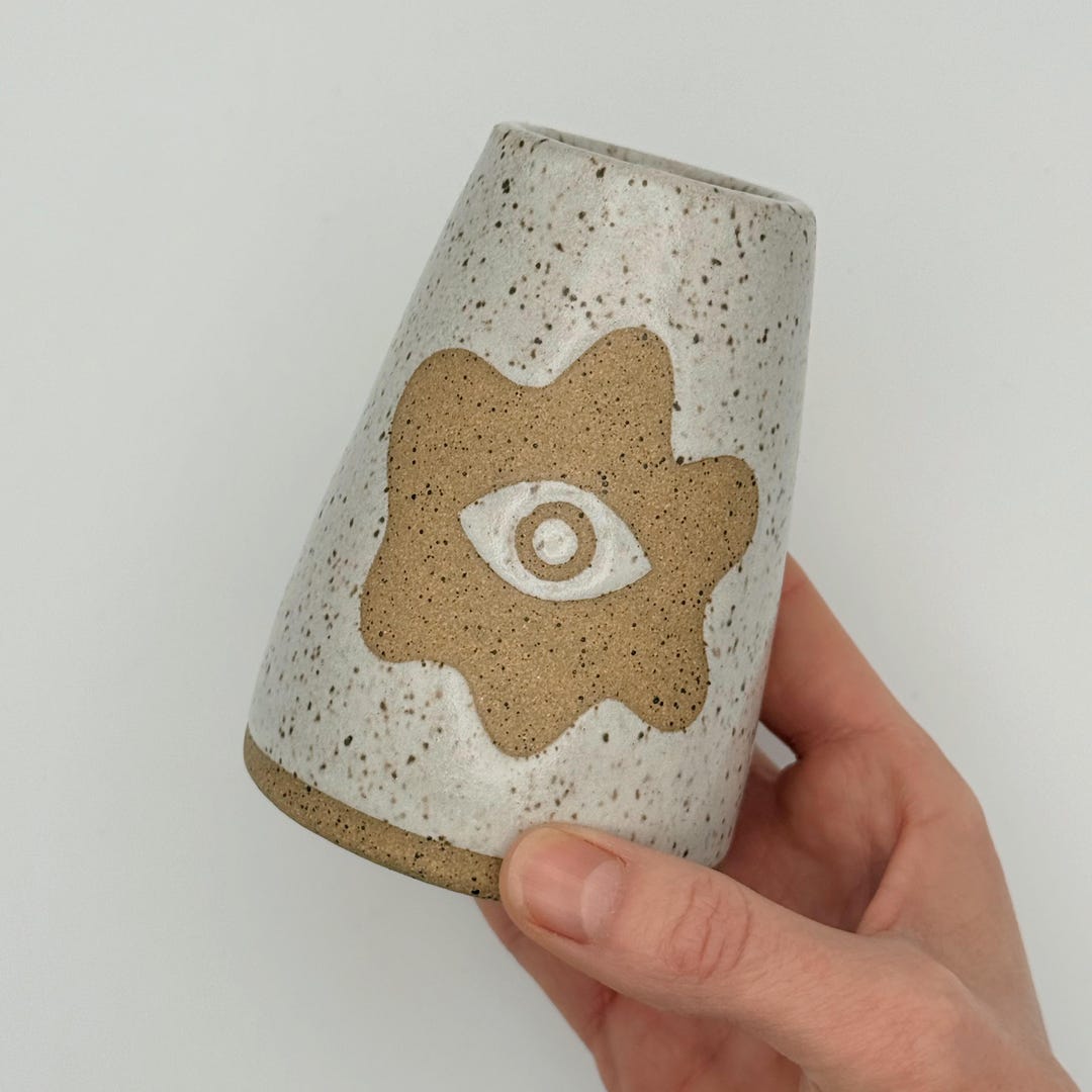 Speckled Ceramic Evil Eye Vase | Modern Art Pottery Home Decor ...